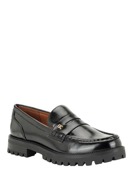 Tommy Hilfiger Faux Leather Loafer With Lug Sole - Black