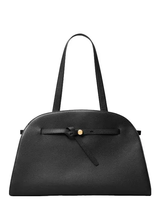 Tory Burch Large Romy Bauletto Leather Handbag - Black