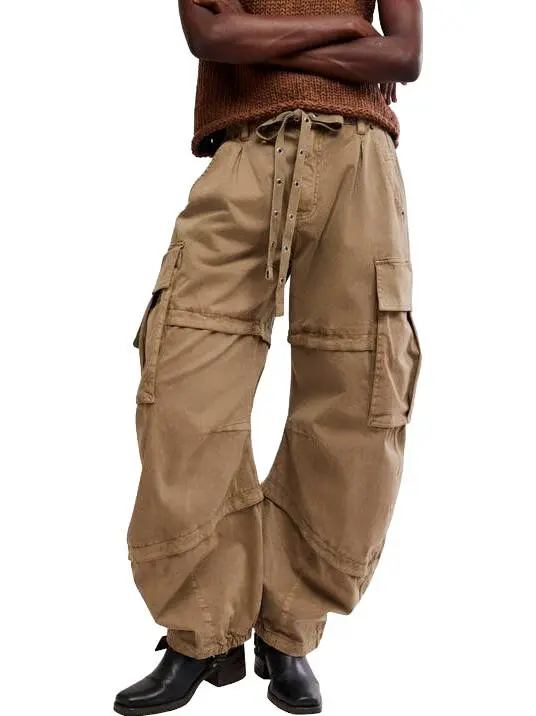 Free People Reef Curved Cargo Twill Pants - Aloe