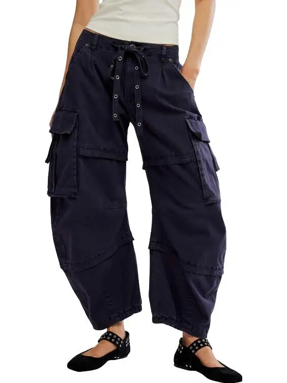 Free People Reef Curved Cargo Twill Pants - Black