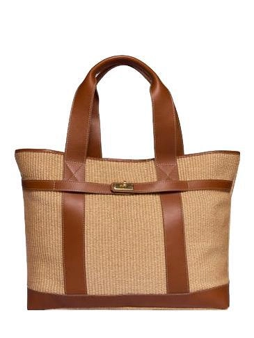 MY STYLE BAGS Naxos Woven Tote Bag With Leather Trim - Beige