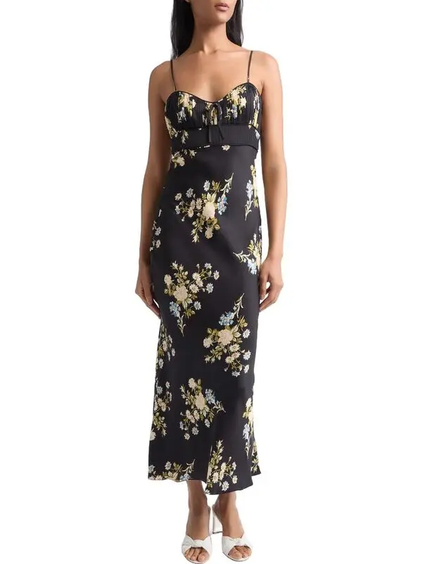 Veronica Beard Kieren Silk Blend Midi Dress - Black Multi