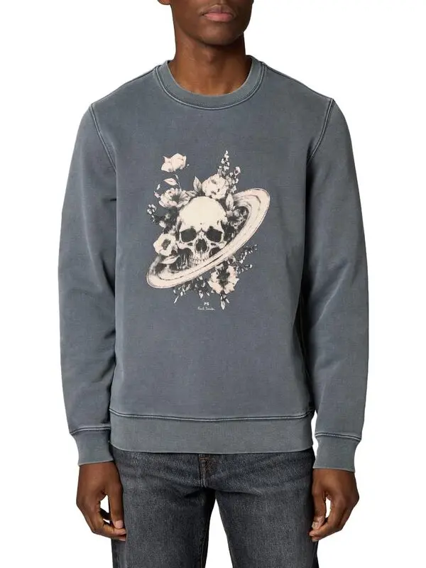 Paul Smith Skull Saturn Floral Graphic Sweatshirt - Slate
