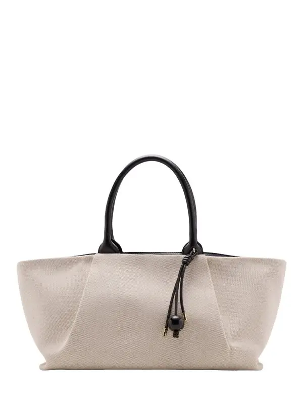 Mango Canvas Tote Bag With Beaded Charm - Black