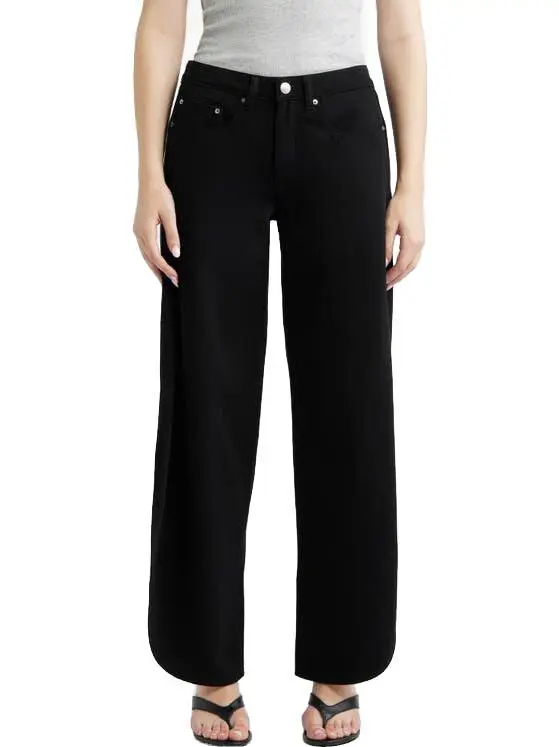 DL1961 Rori Mid Rise Wide Barrel Leg Jeans - Black