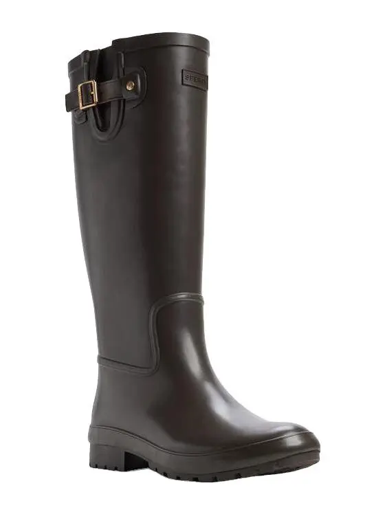 Sperry Drizzle Tall Waterproof Rain Boots With Buckle Detail - Dark Brown