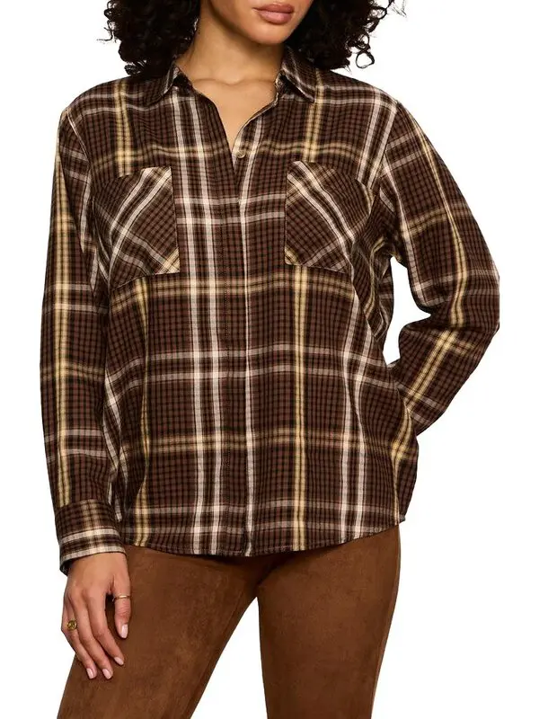 Sanctuary The City Plaid Shirt - Burnt Coco