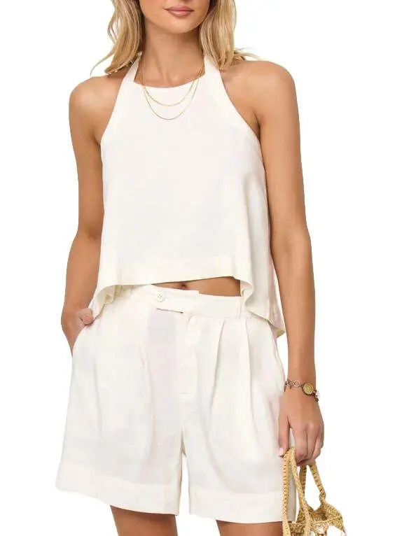 L*Space Milly Halter Neck Cropped Top - Cream