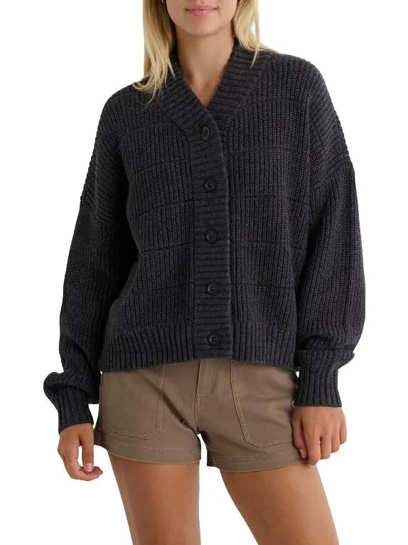 FREE FLY Coastloom Cardigan - Heather Anthracite