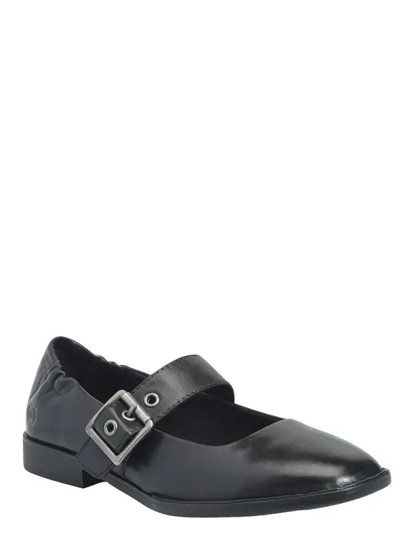 BØRN Millie Metallic Leather Mary Jane Flat - Black Leather