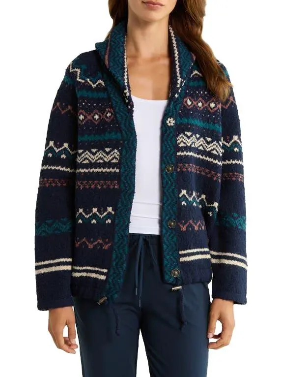 Prana Fair Isle Shawl Collar Cardigan - Nautical