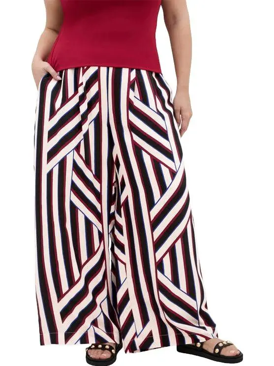 City Chic Haylee Striped Wide Leg Pants - Timeless Stripe