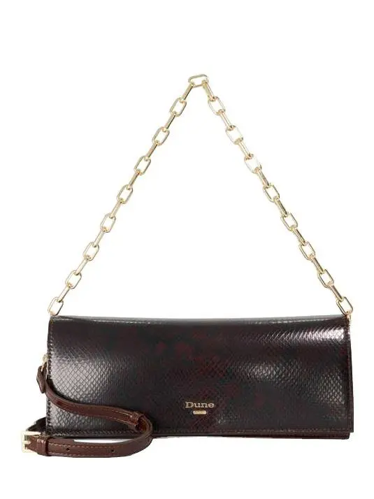 Dune London Bemuse Croc Embossed Faux Leather Shoulder Bag - Brown