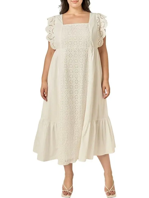 English Factory Eyelet Cotton Maxi Dress - White