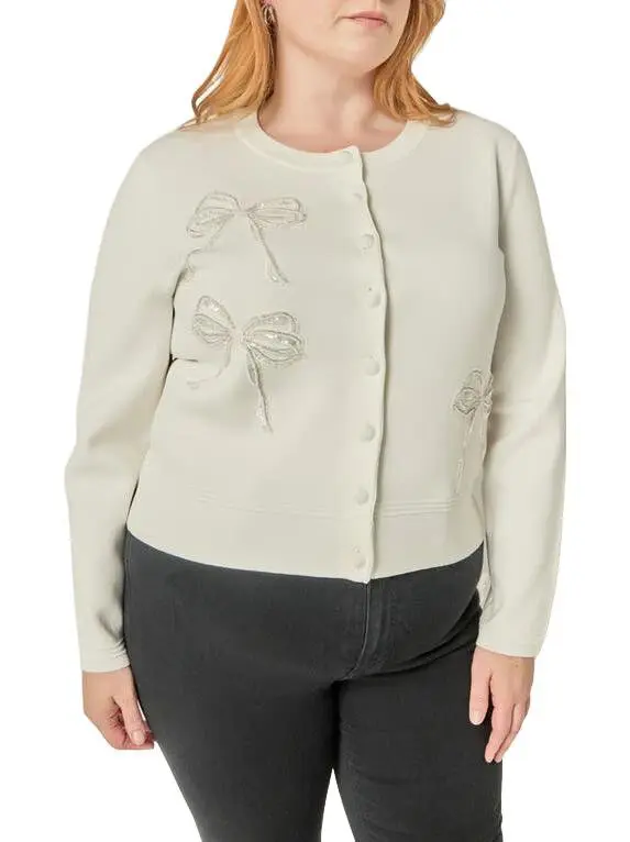 English Factory Embellished Bow Cardigan - Off White