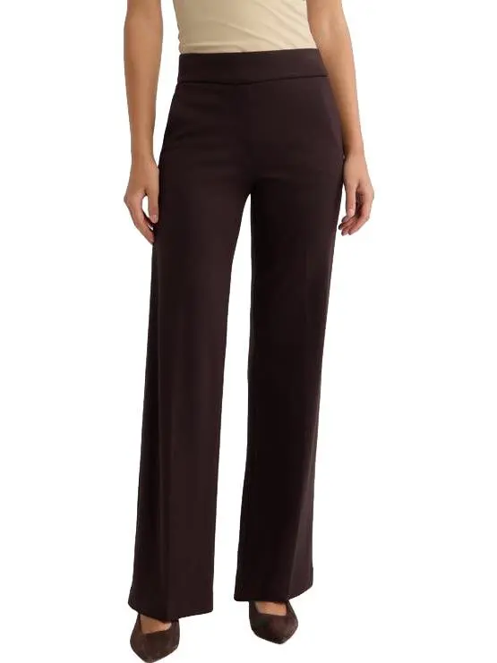 Anne Klein Pull-on Wide-leg Trousers - Deep Mahogany