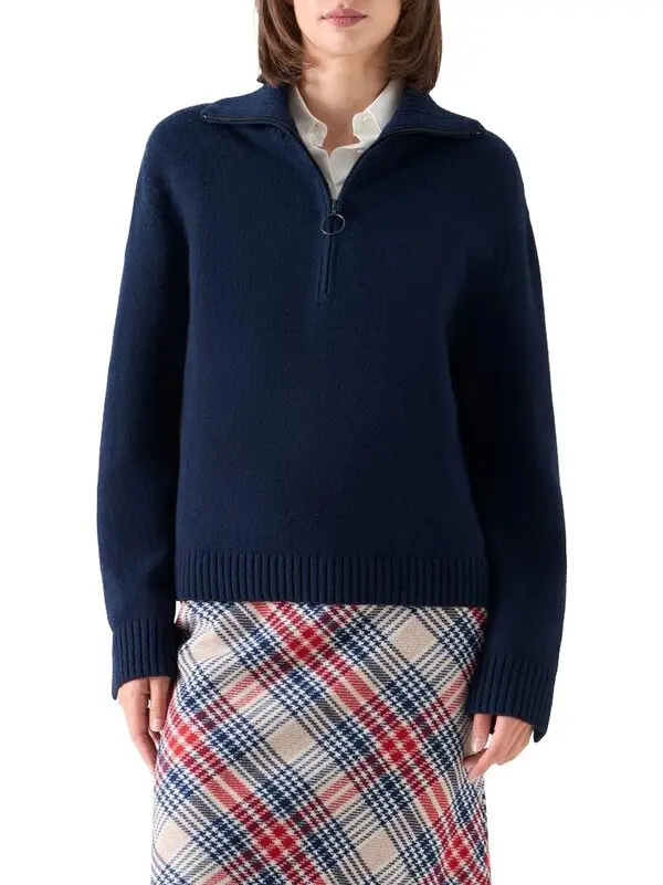 Akris Chunky Knit Polo Sweater - Navy