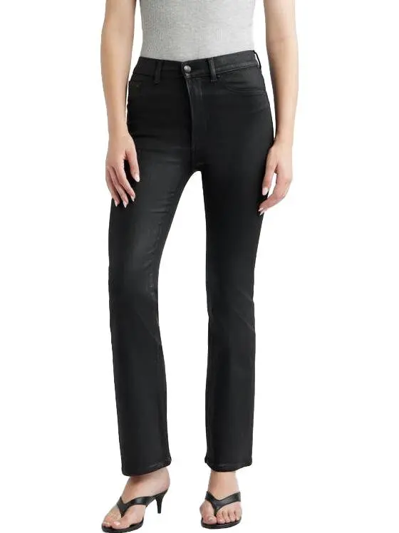 DL1961 Bridget Coated High Waist Bootcut Jeans - Black Coated