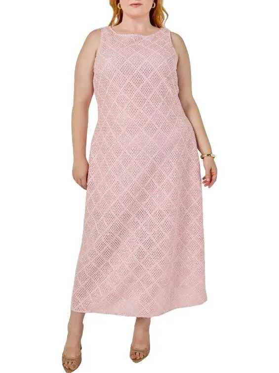 Endless Rose Textured Sleeveless Sequined Maxi Dress - Pink