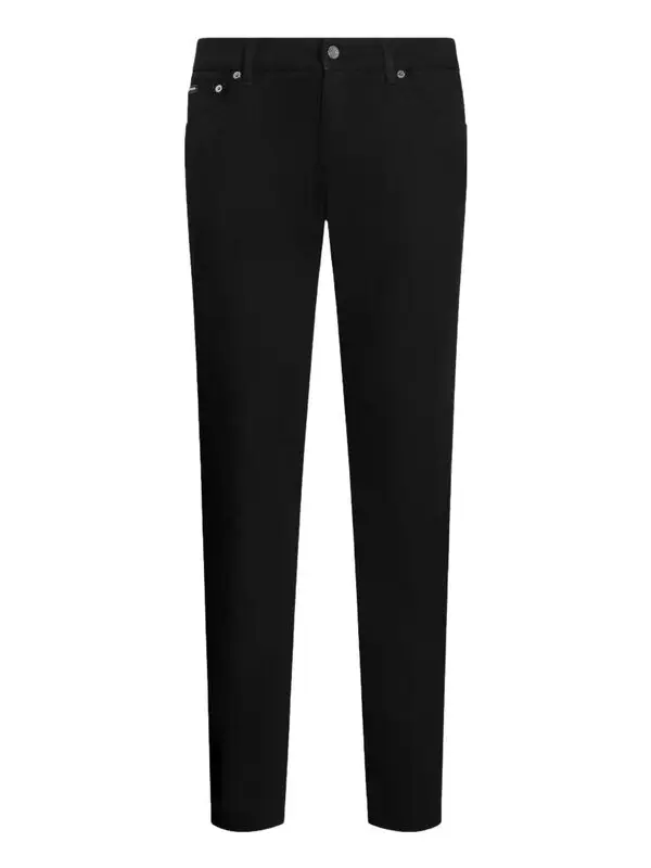 Dolce & Gabbana Logo Plaque Slim-fit Jeans - Black