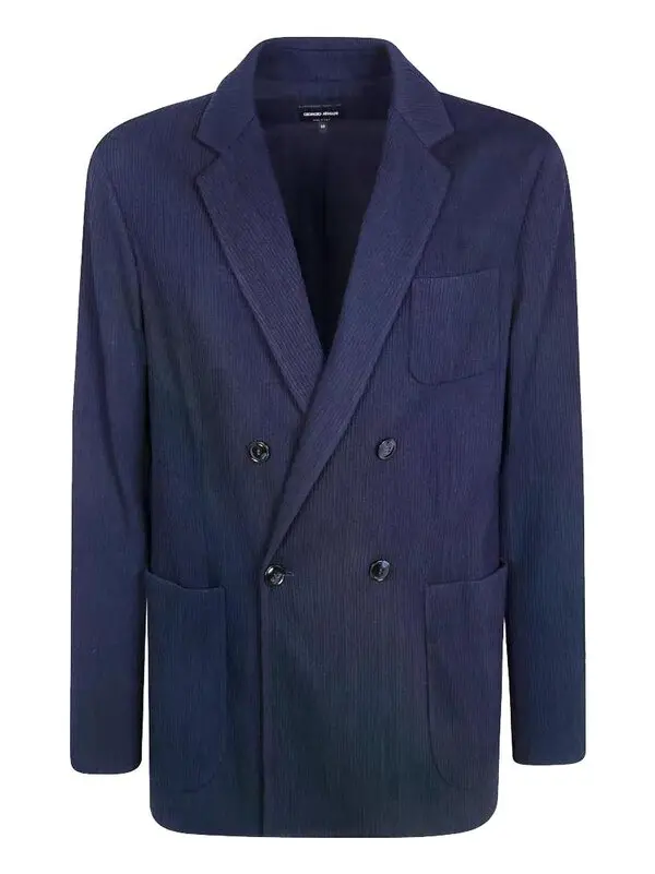 Giorgio Armani Double-breasted Ribbed Blazer - Blue