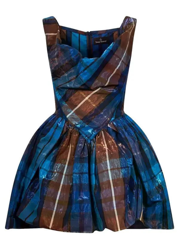 VIVIENNE WESTWOOD Buchanan Tartan Draped Mini Dress - Blue