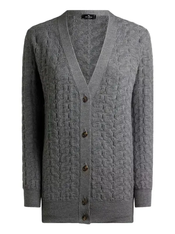 Etro Wool Cardigan With Paisley Detailing - Grey