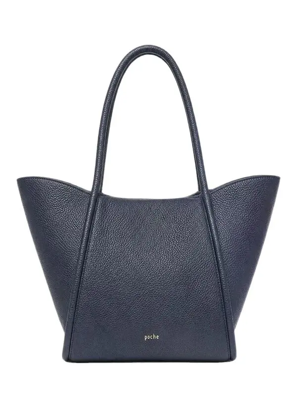 POCHE PARIS Grained Leather Tote Bag - Blue