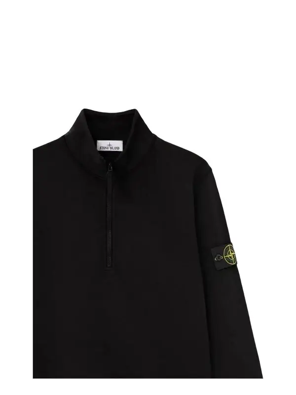 Stone Island 6100070 Organic-cotton Fleece Regular-fit Half-zip Sweatshirt - Black