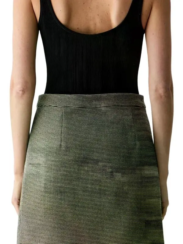 GESTUZ Houndstooth Pattern Wrap Skirt - Brown