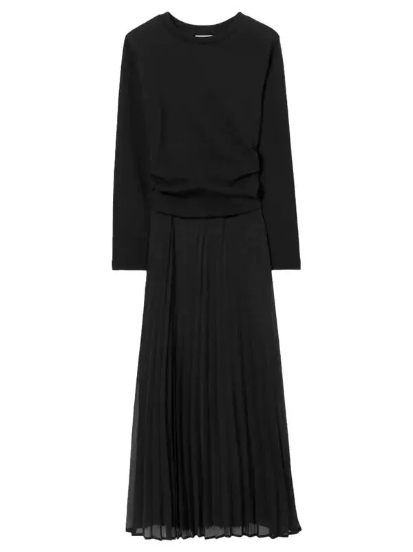 Claudie Pierlot Bi-material T-shirt Midi Dress - Black