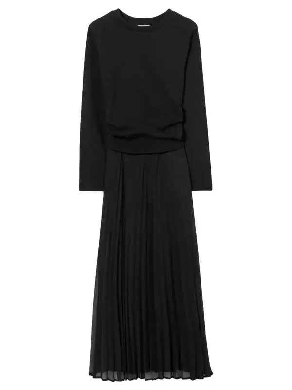 Claudie Pierlot Bi-material T-shirt Midi Dress - Black