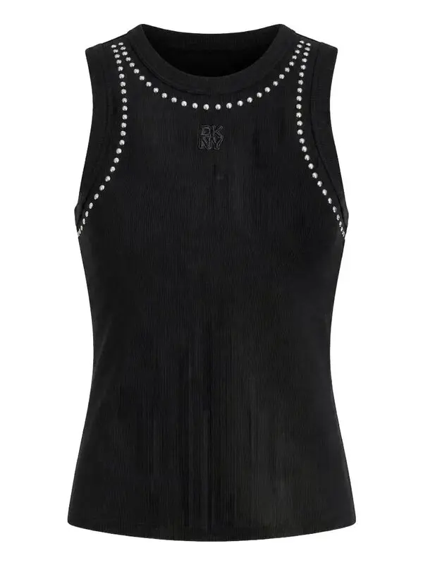 Dkny Studded Ribbed Tank Top - Black