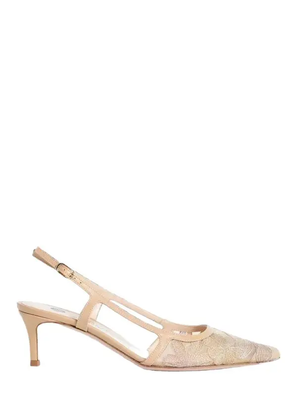 Roberto Festa Sirla Floral-embroidered Tulle Slingback Heeled Pumps - Neutrals