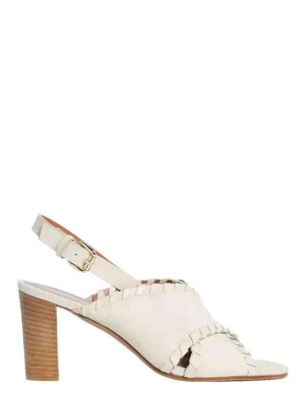 Roberto Festa Cream White Suede Crossover Strap Heeled Sandals - Neutrals