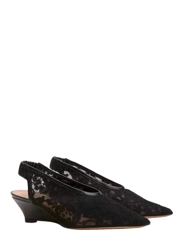 ODISSI Maria Lace Heeled Pumps - Black