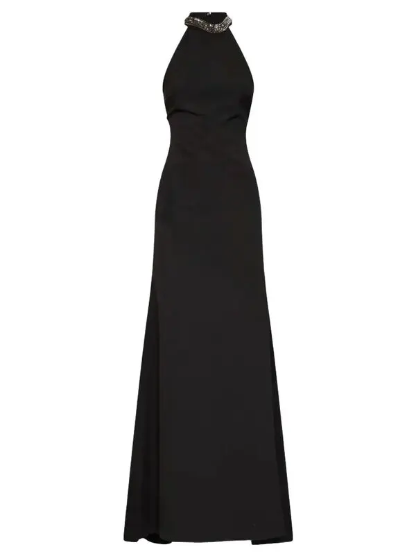 ALINA Embellished Open-back Maxi Dress Snake Embroidered - Black