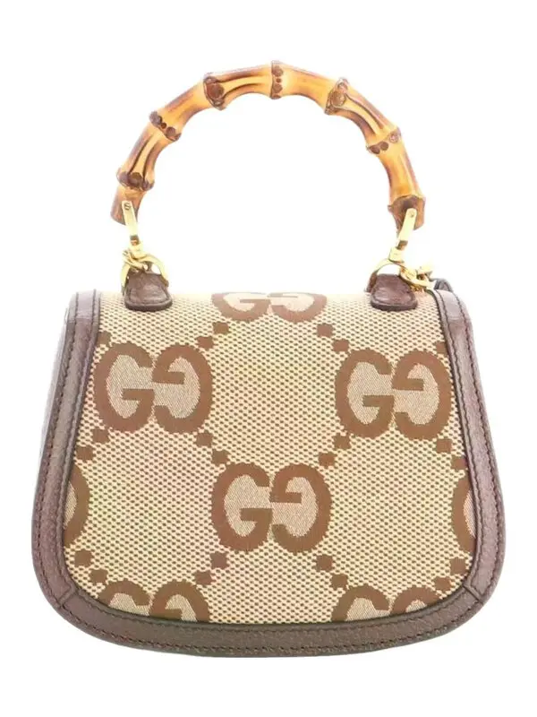 Gucci Bamboo 1947 Top Handle Bag Jumbo Gg Canvas Mini Crossbody Bag - Brown