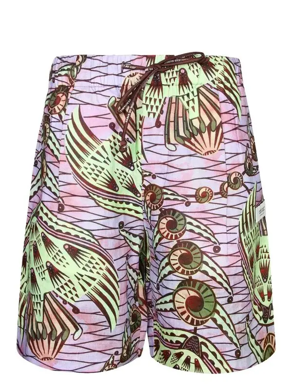 ATELIER VLISCO Graphic Print Drawstring Shorts - Purple
