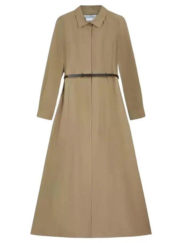 Max Mara Belted Long-sleeve Dress - Neutrals