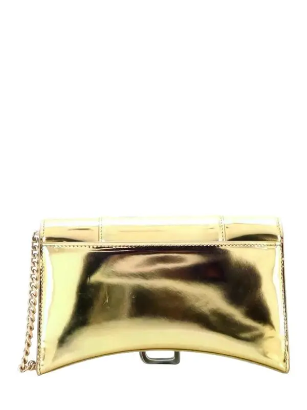 Balenciaga Hourglass Chain Wallet Leather Crossbody Bag - Gold