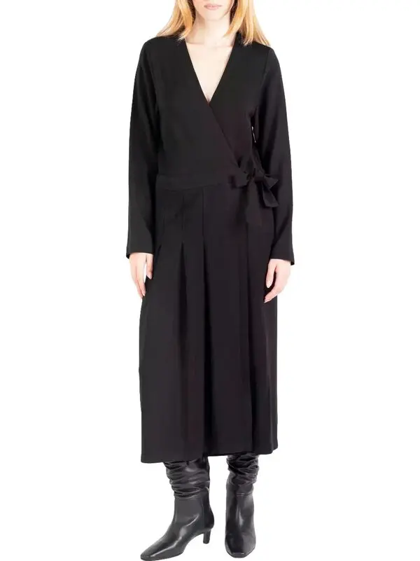 SOCIETE ANONYME Pleated Wrap-style Midi Dress - Black