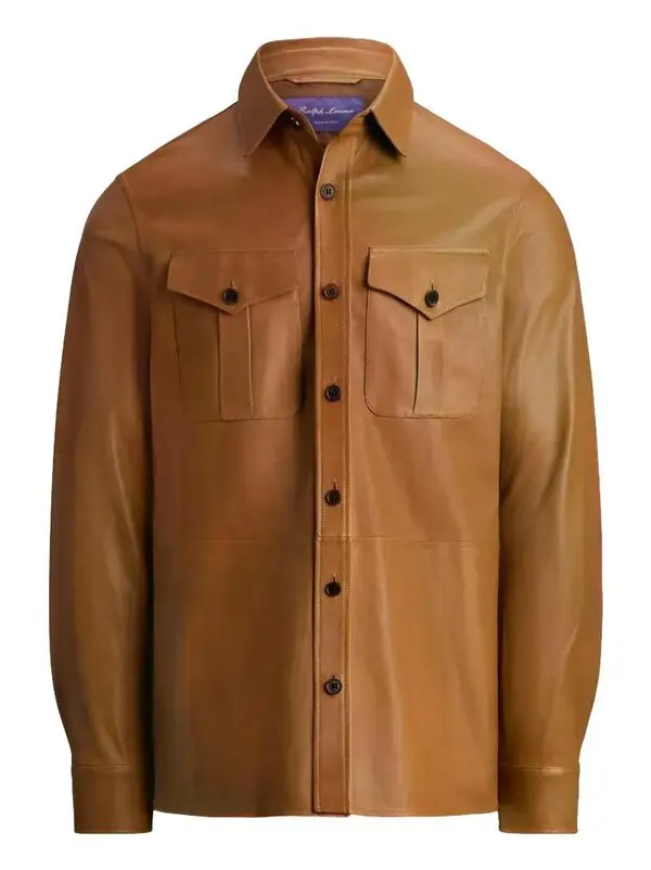 Ralph Lauren Purple Label Purple Label Cargo-pocket Leather Overshirt - Brown