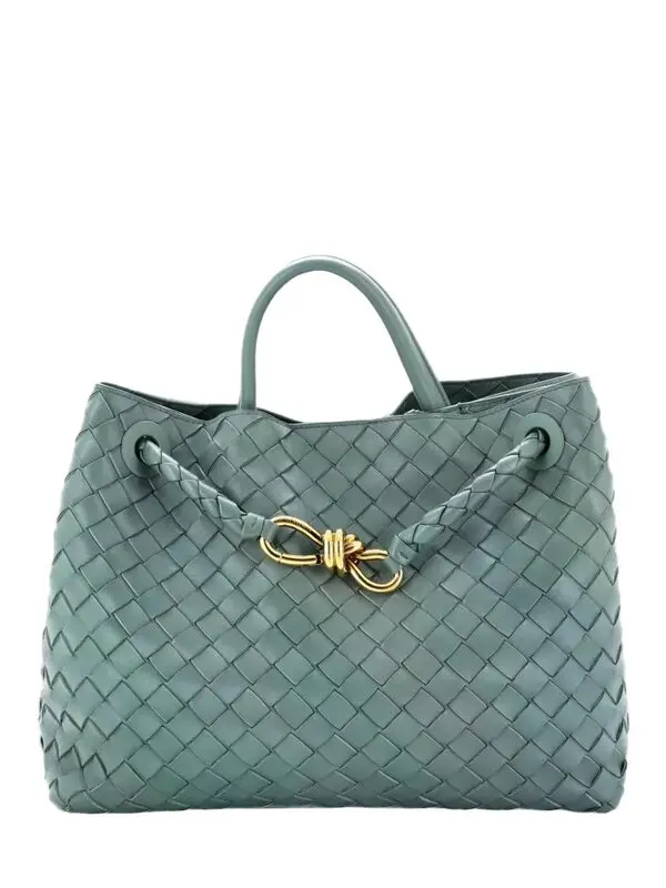 Bottega Veneta Andiamo Top Handle Bag Intrecciato Nappa Medium Satchel - Green