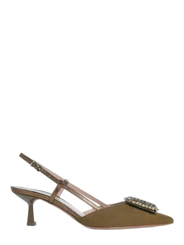 Roberto Festa Ingrid Rhinestone-embellished Slingback Heeled Pumps - Green