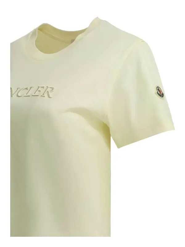 Moncler Embroidered Tonal Logo Cotton T-shirt - Neutrals
