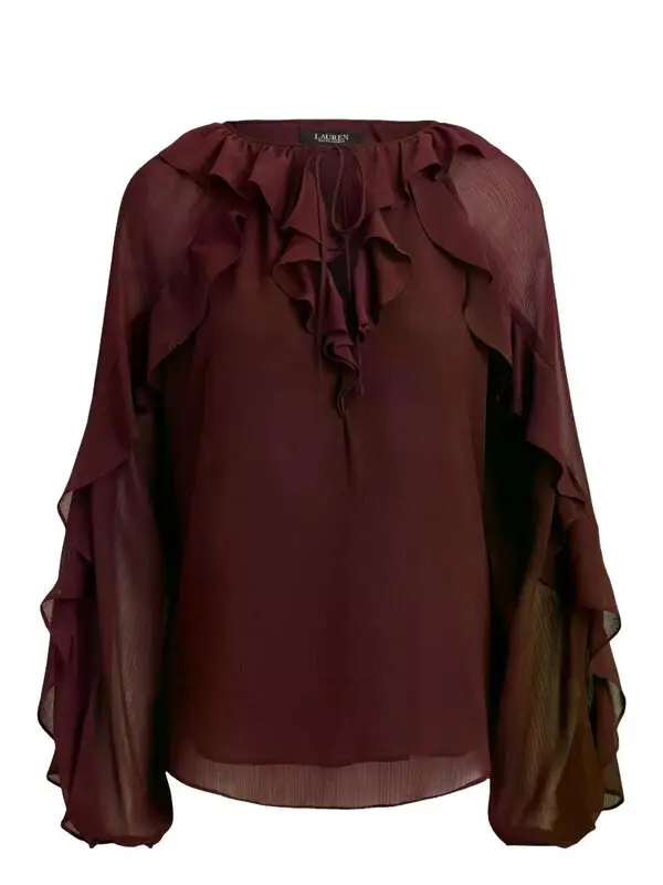 Ralph Lauren Ruffled Long-sleeve Blouse - Red