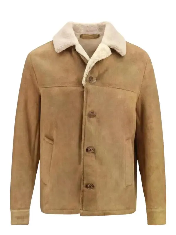 SALVATORE SANTORO Shearling Collar Button-up Jacket - Neutrals