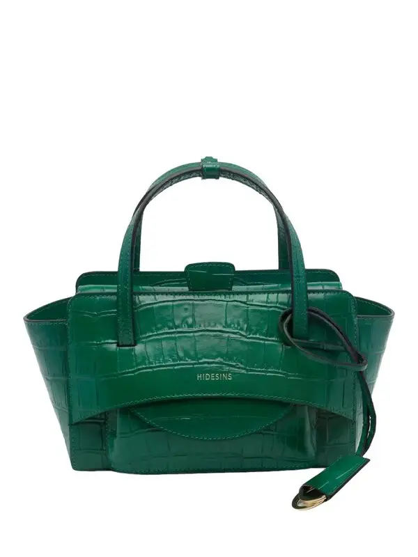 HIDESINS Small Flap Crocodile-effect Patent Leather Tote Bag - Green