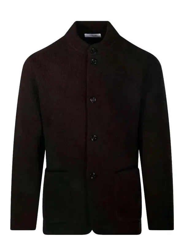 LARDINI High Neck Button-up Coat - Brown